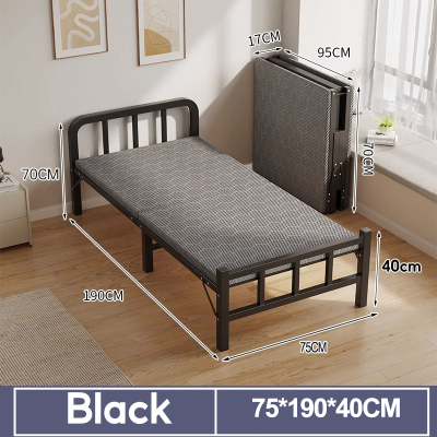 Metal Folding Bed 100/120CM Black/White Single Foldable Portable ...