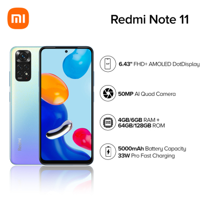 XIAOMI Redmi Note 11 4GB/6GB RAM 64GB/128GB ROM 6.43" AMOLED Display ...
