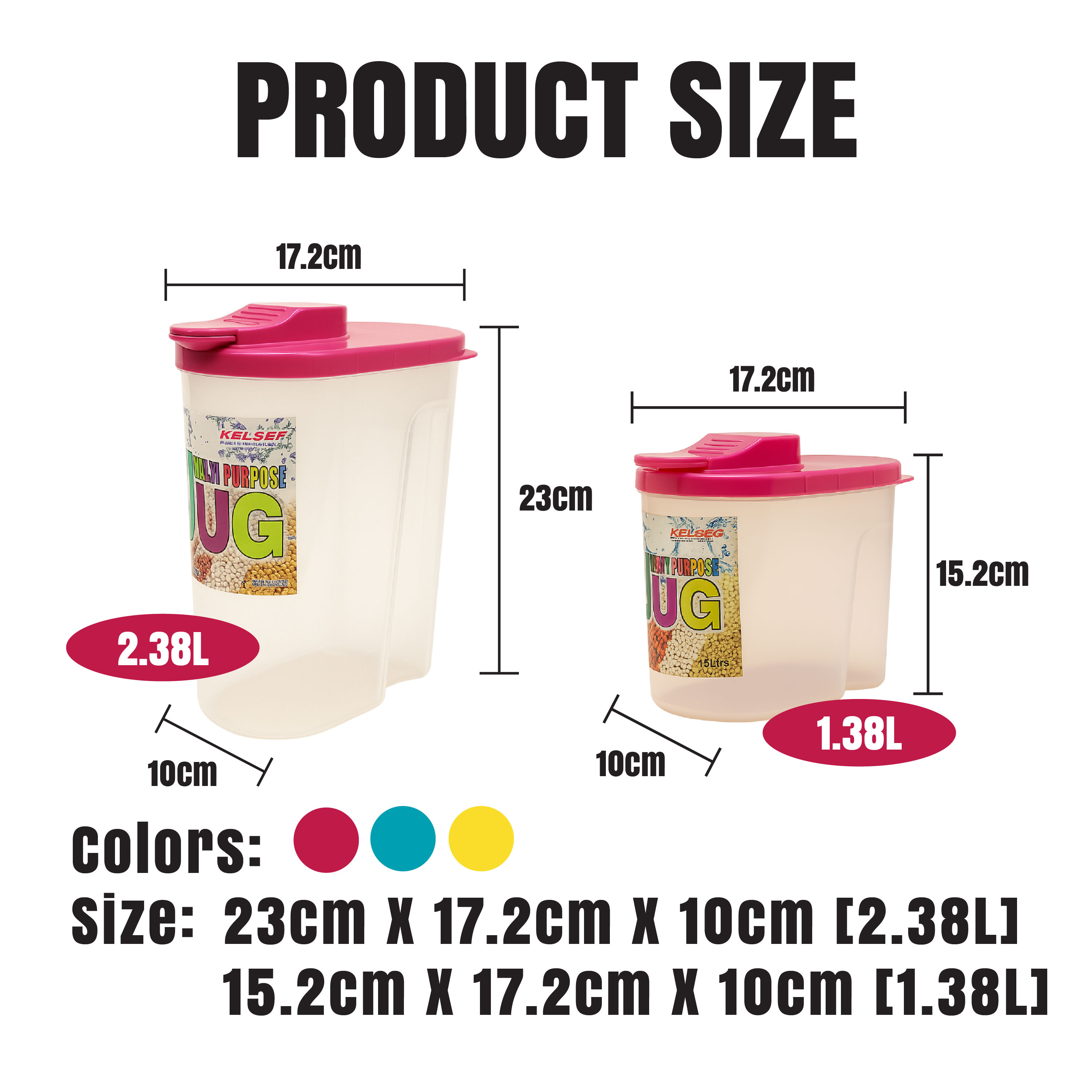 product multipurpose storage jug 2 38l transparent food container with ...