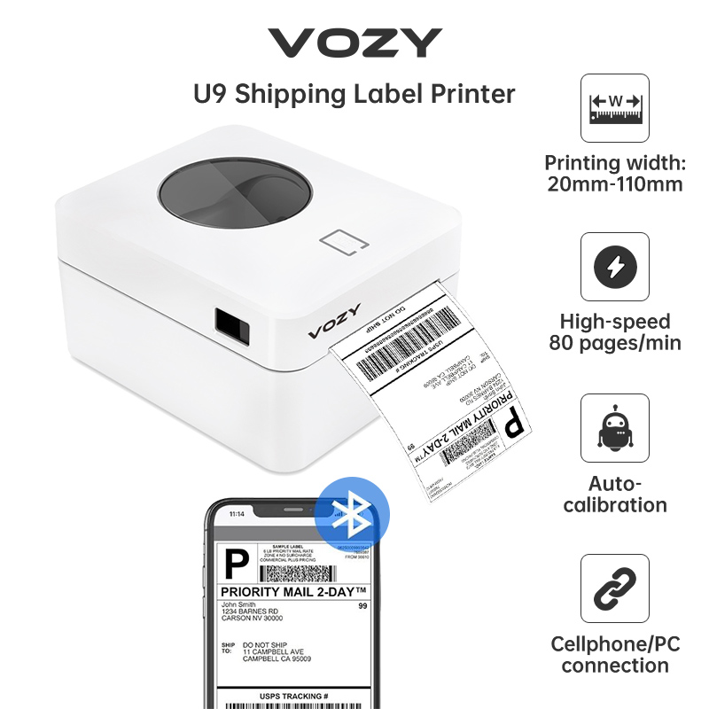 VOZY U9 Waybill Thermal Printer A6 Size USB Bluetooth Heavy Duty Label ...
