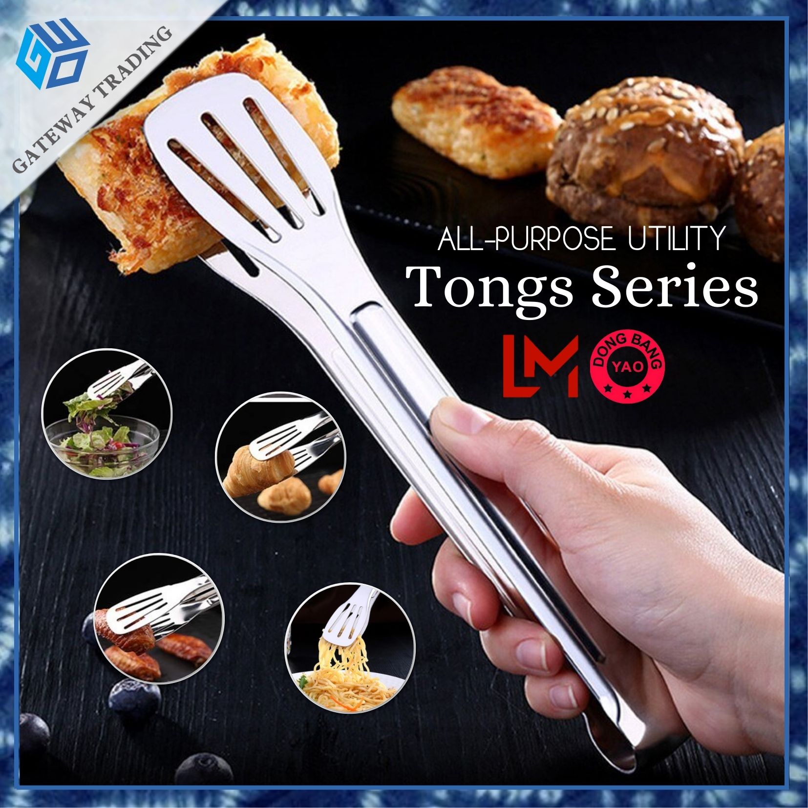 Gateway Trading Food Tong 304 Stainless Steel Barbecue Clip Food Tongs ...