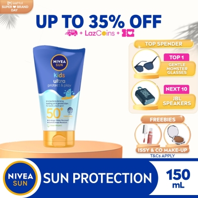 NIVEA Sun Kids Ultra Protect & Play Lotion with SPF 50, Sunblock for ...
