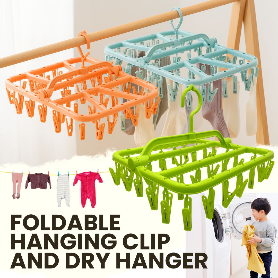 Product Foldable Hanging Clip and Dry Hanger – 32-Pinches Clothes ...