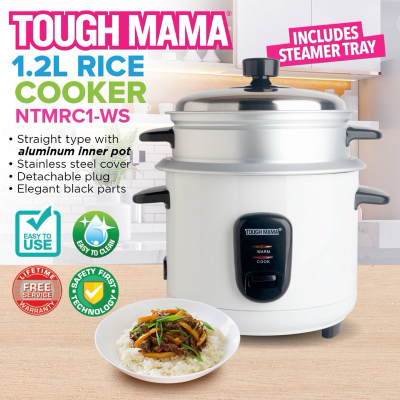Tough Mama NTMRC1-WS White Rice Cooker with Steamer Aluminum pot ...