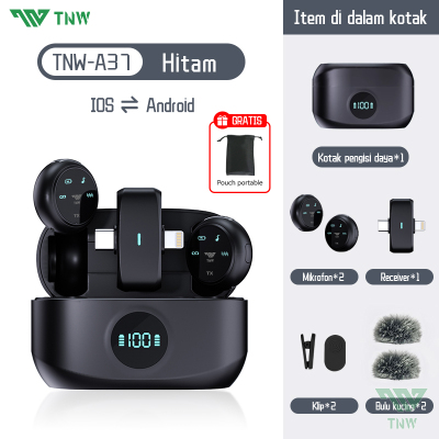 TNW A37 Dual Wireless Lavalier Microphone Noise Reduction Magnetic Mini ...