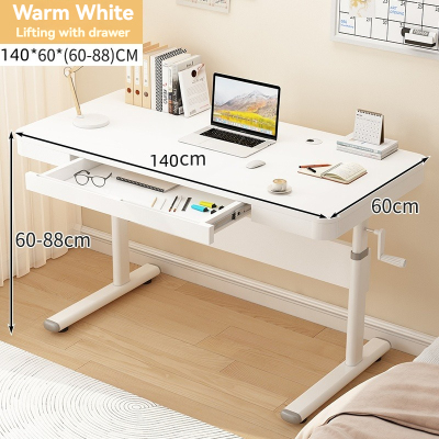 Adjustable Desk Table Hand-cranked Computer Desk Can Lift With Drawer ...