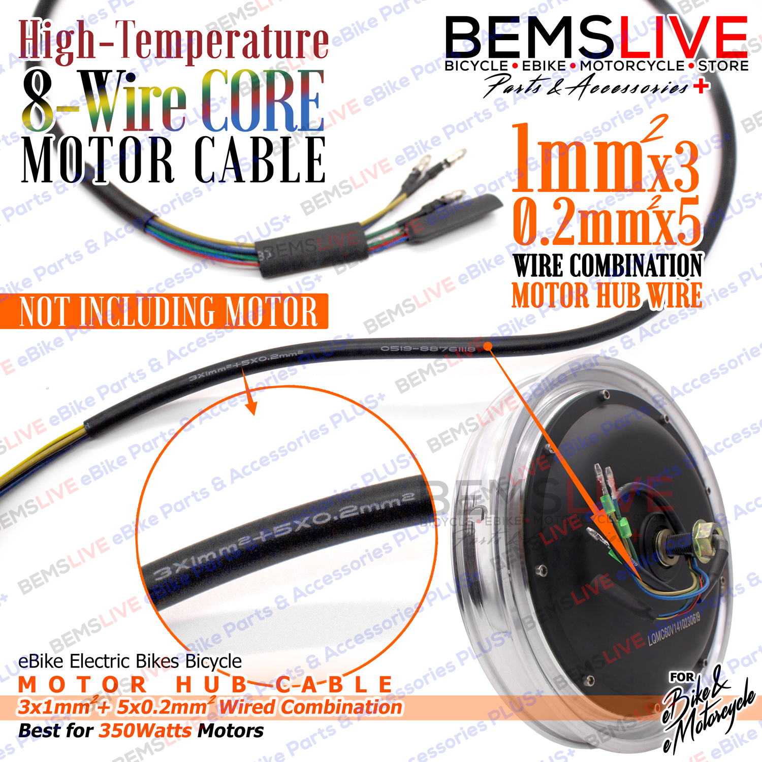 1mmx3 + 0.2mmx5 MOTOR Hub Gear CABLE 8-Wire CORE Motor Cable Wire ...