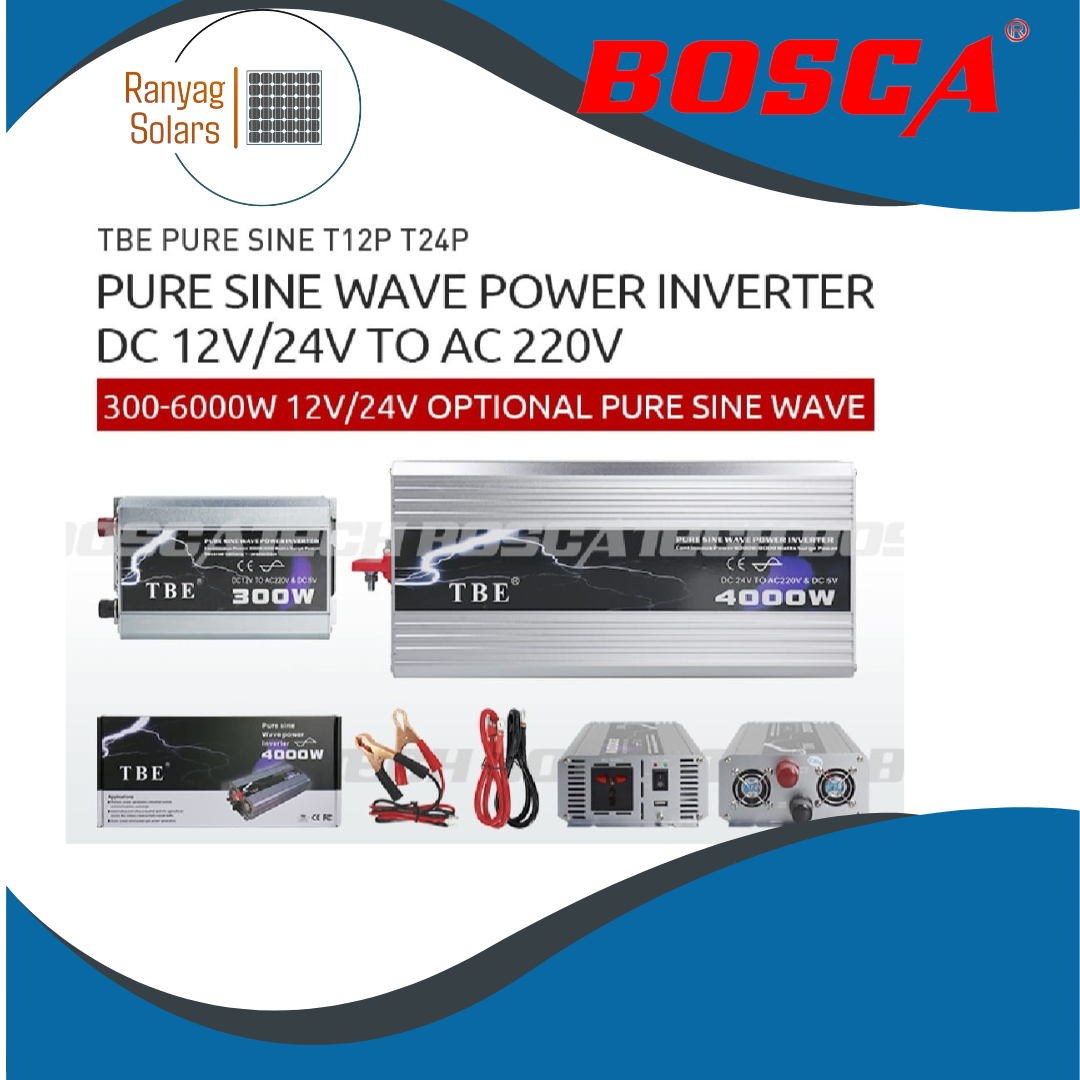 BOSCA TBE Pure Sine Wave Power Inverter DC 12V 24V TO AC 220V 300W 500W ...