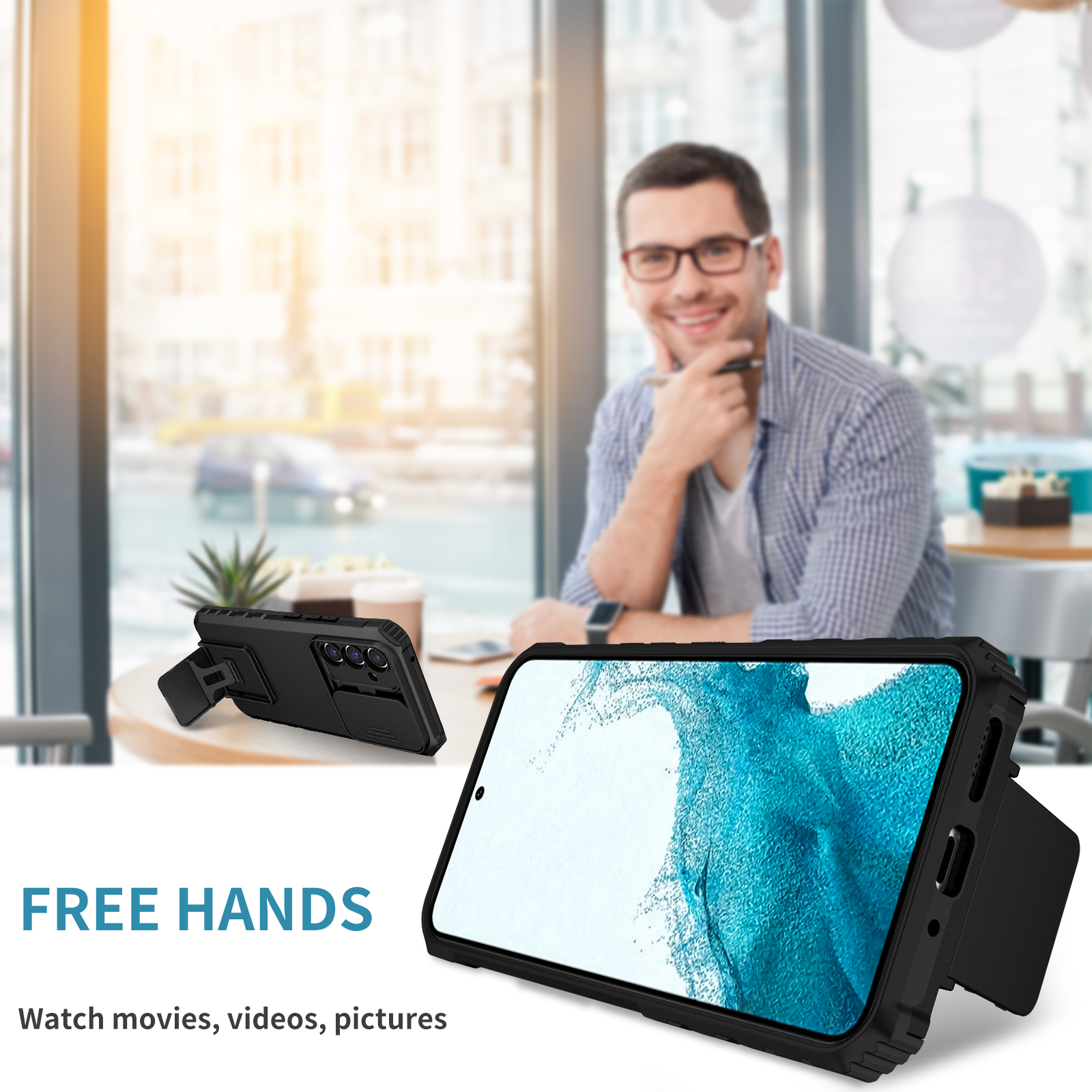 Galaxy A54 5G Case, Rugged Dual Layer Stand Case With Sliding Camera ...