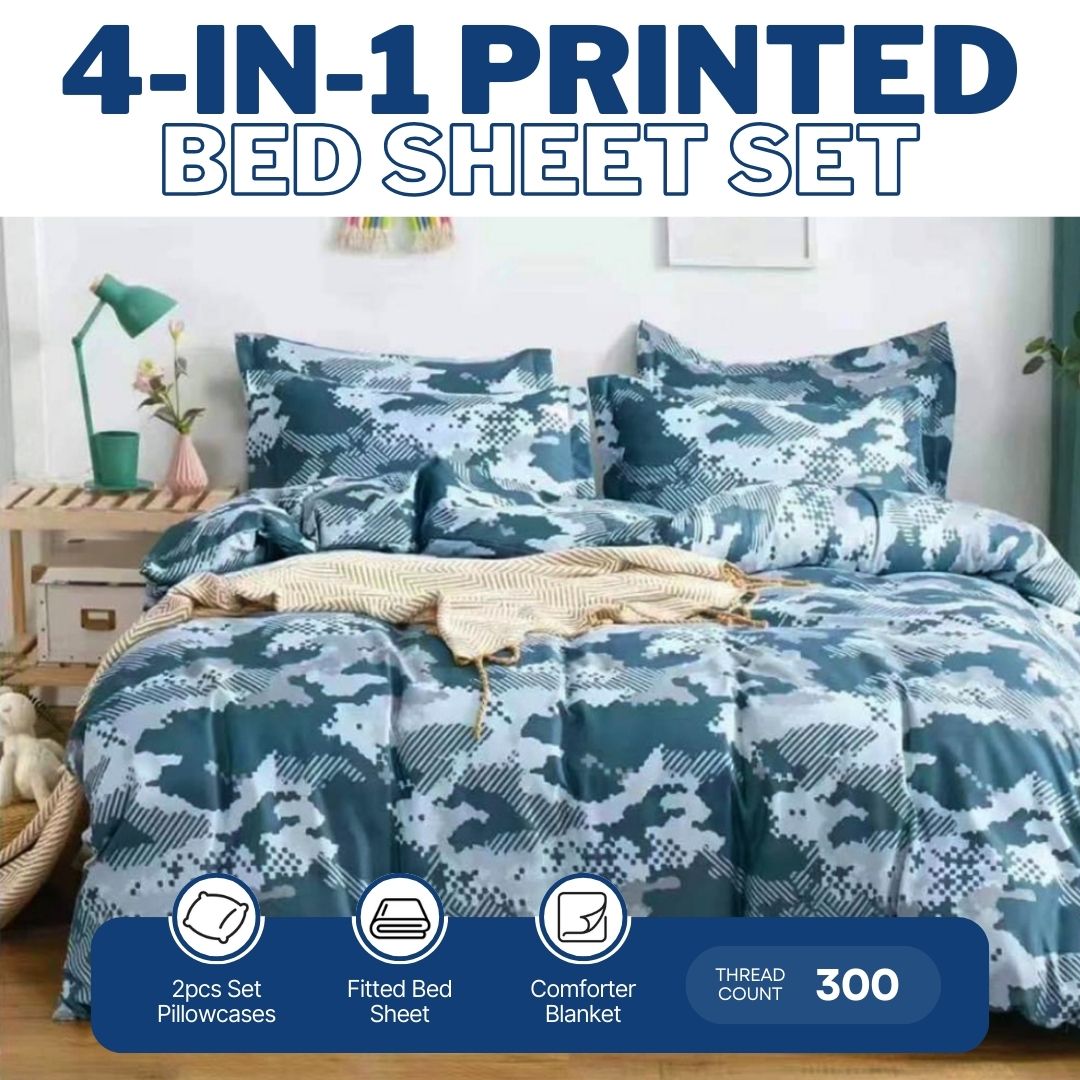 Product 4-in-1 Bed Sheet Set: 1 Fitted Sheet with Garter, 2 Pillowcases ...