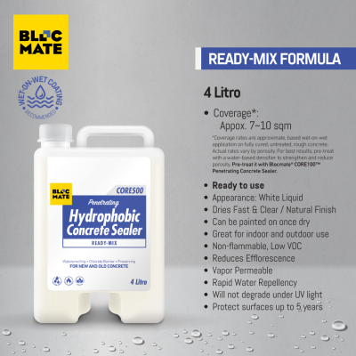 Blocmate CORE 500 Penetrating Hydrophobic Concrete Sealer (Ready-Mix ...