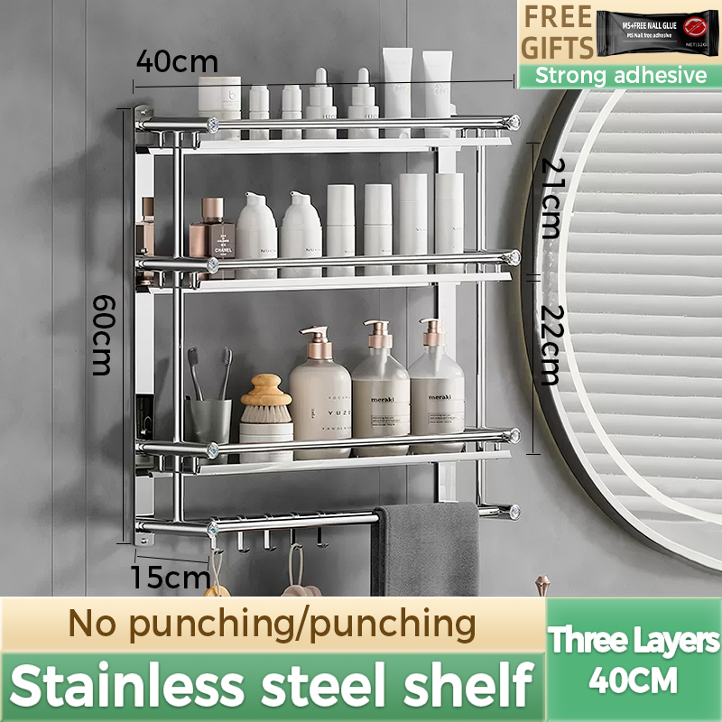 DecorX 40CM Storage Racks Organizer Bathroom Shelf Organizer Stainless ...