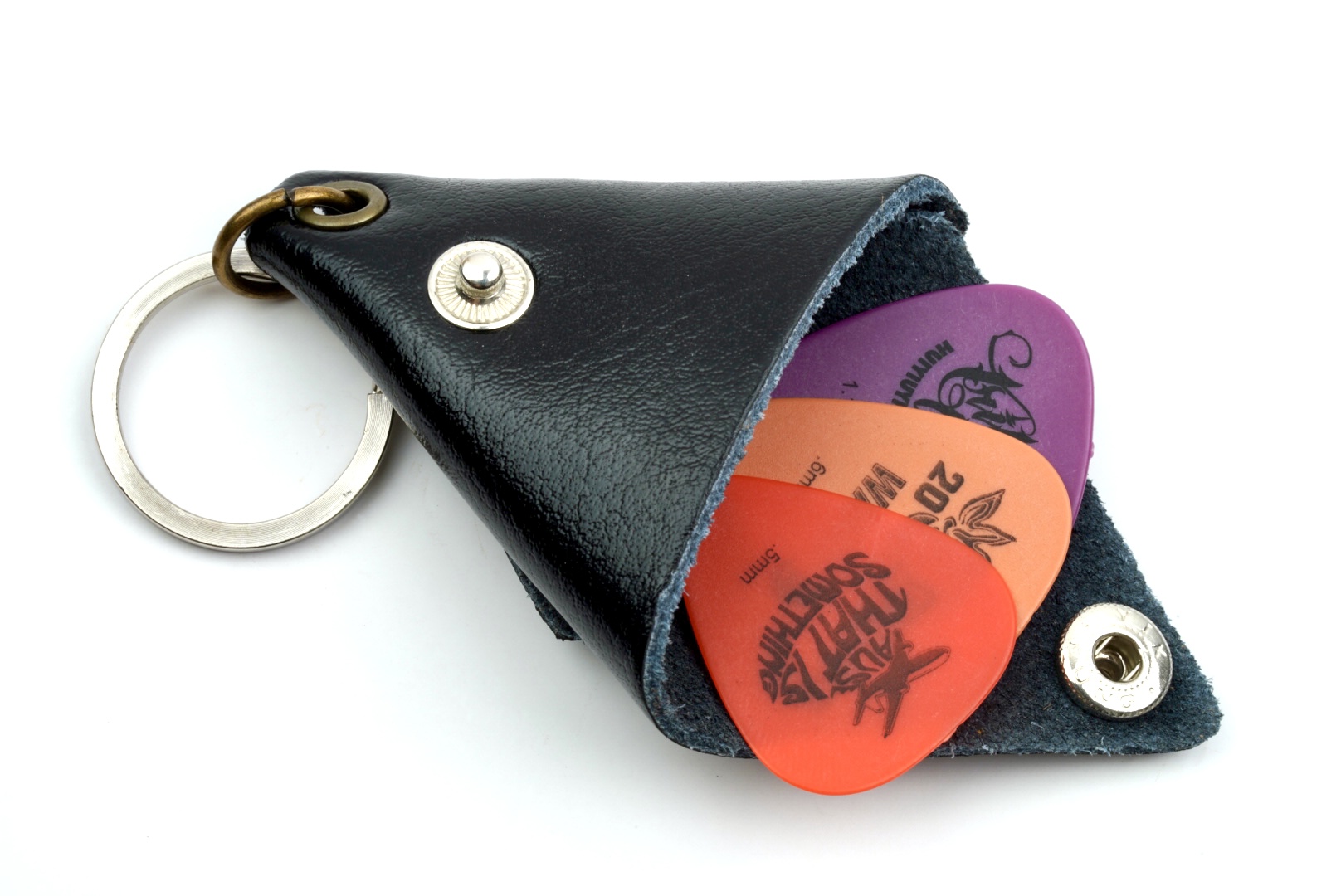Theodore Leather Guitar Pick Bag - Triangular Design with Split Ring