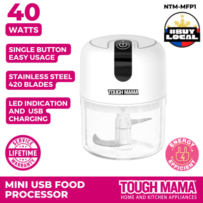 Tough Mama NTM-MFP1 White Mini Chopper USB Food Processor Stainless ...