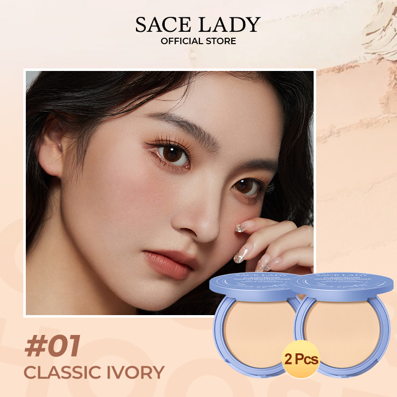 SACE LADY 2Pcs Pressed Powder Oil Control Makeup Matte Setting Powder ...