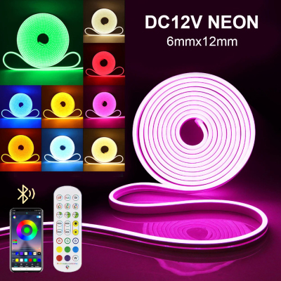 5M 12V Neon Strip RGB Silicone Rope Light SMD 5050 Bluetooth APP Remote ...