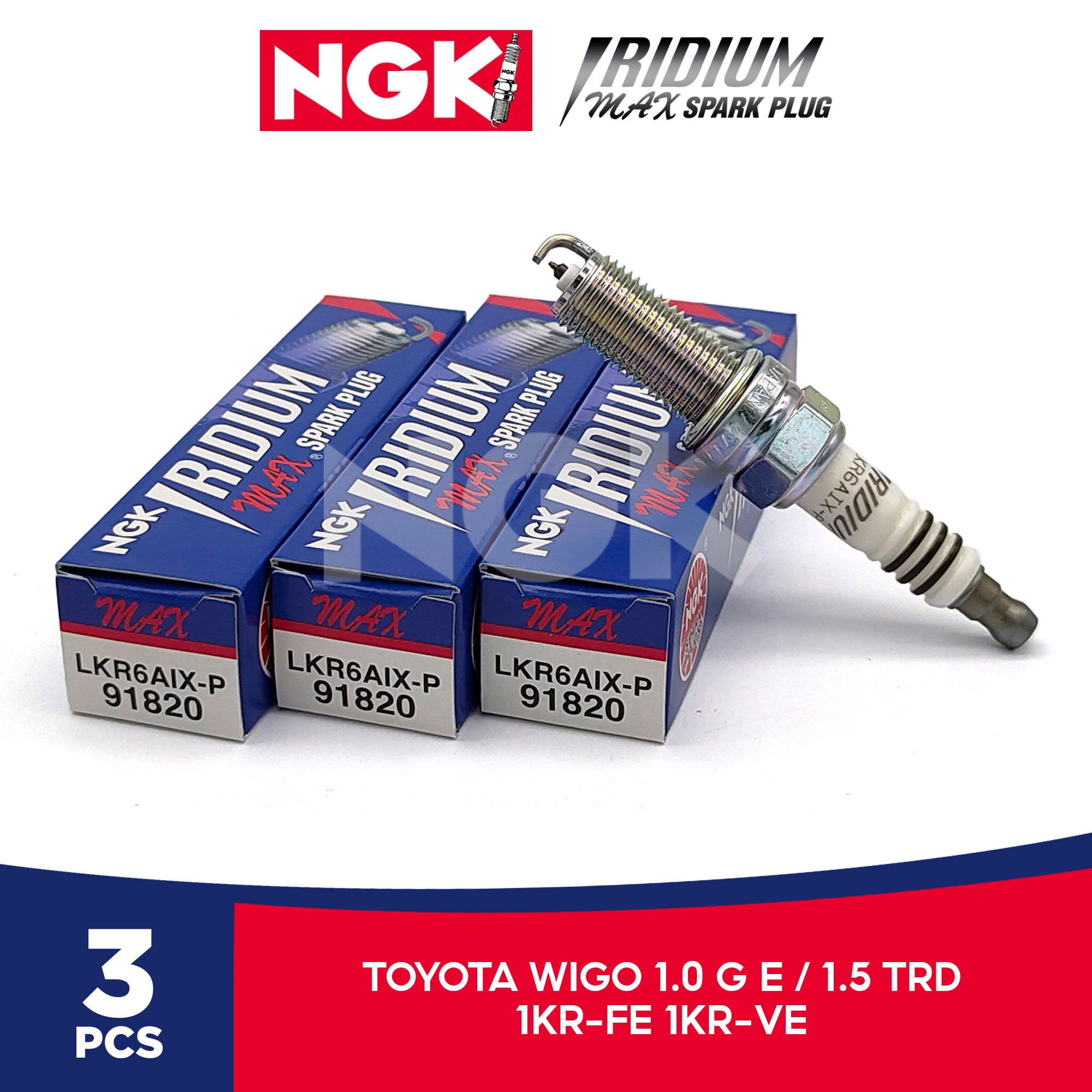 NGK 3Pcs LKR6AIX-P Iridium Max for Toyota Wigo 1.0 G E / 1.5 TRD 2014 ...