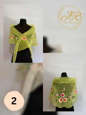 Alampay Organza Hand Printed With Brooch Pin for Women Top Adjustable Size