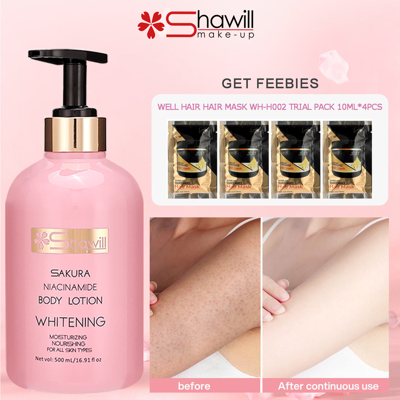 Shawill Sakura lotions buy 1 take 1 on sale niacinamide lotion for body ...