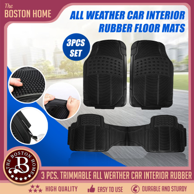 Boston Home 3PCS/SET Heavy Duty Rubberized Premium Universal Car Floor ...