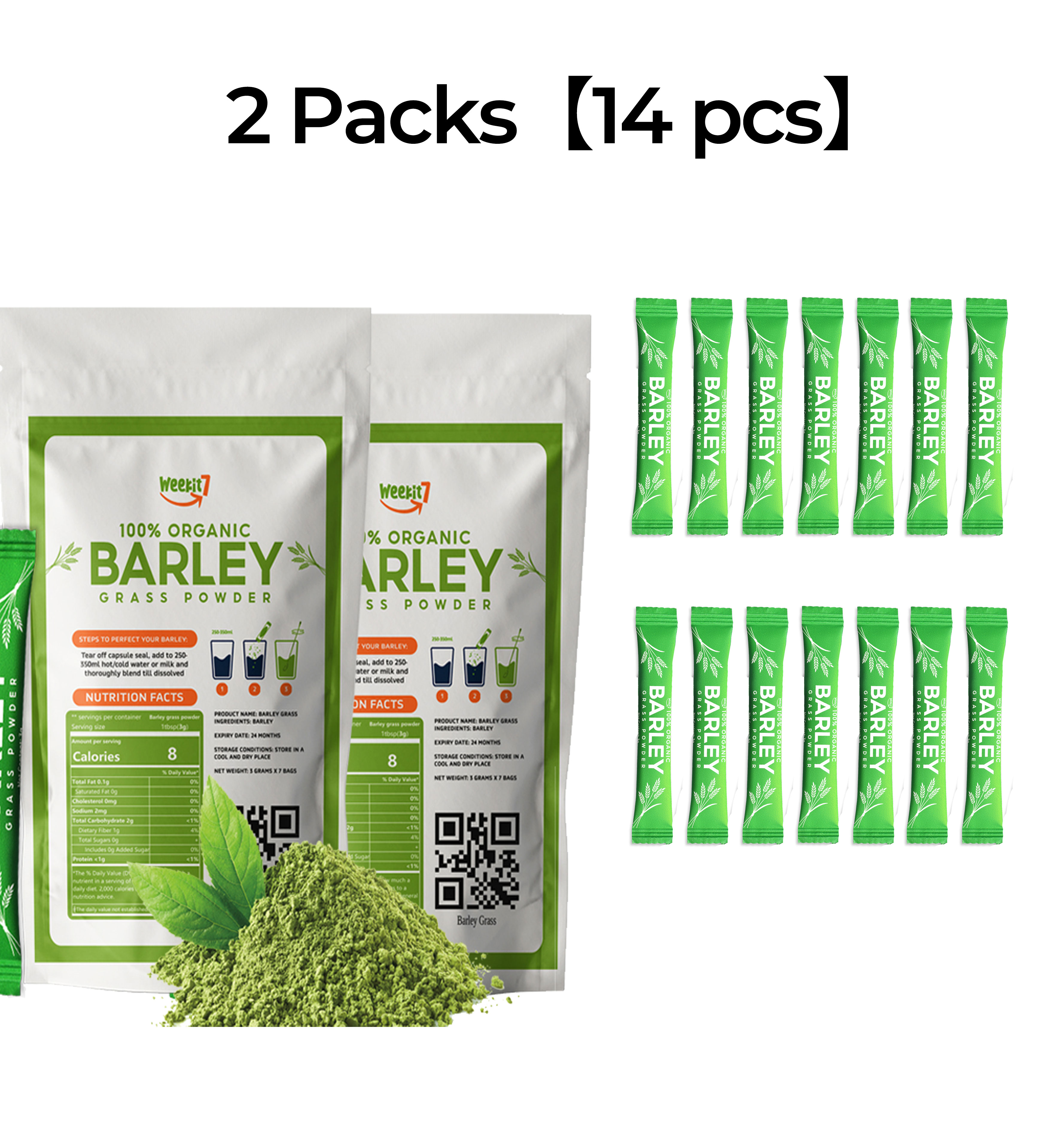 Weekit7 Organic Barley Grass Powder FDA Approved Natural Pure Barley ...