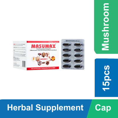 Masumax I 8 Mushrooms I Royal Jelly I American Ginseng Supplement 15 Pieces