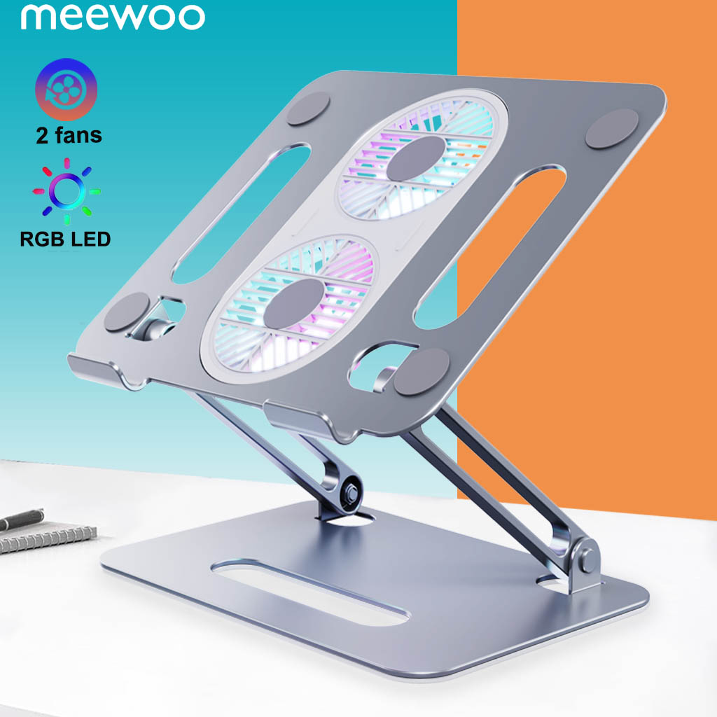 Meewoo Laptop Stand With Fan Metal Alloy Foldable Adjustable Laptop ...