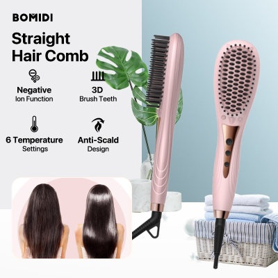 BOMIDI Hair Straight Comb Essential Care Hair Styler Anti-Scald Thermal ...