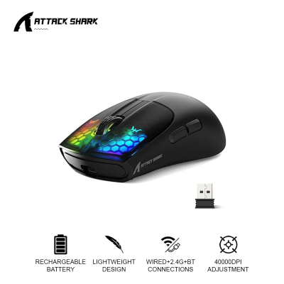 Attack Shark X5 Wireless Gaming Mouse Tri-Mode 2.4G USB-C Wired Bluetooth