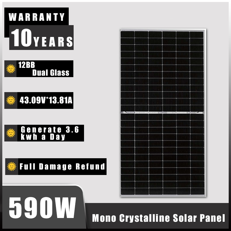 Solar Panel 【Dual Glass 590 Watts】New Monocrystalline Silicon 590W ...