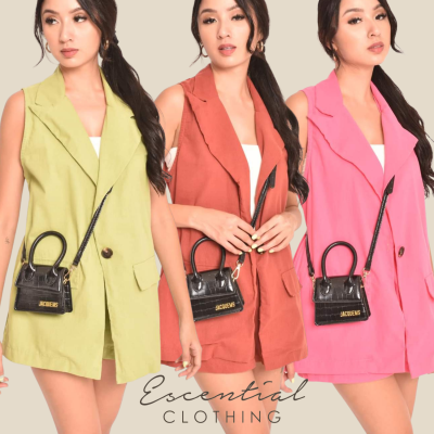 HILLARY VEST AND SHORTS COORDS | Linen Coordinates Set | Escential Clothing