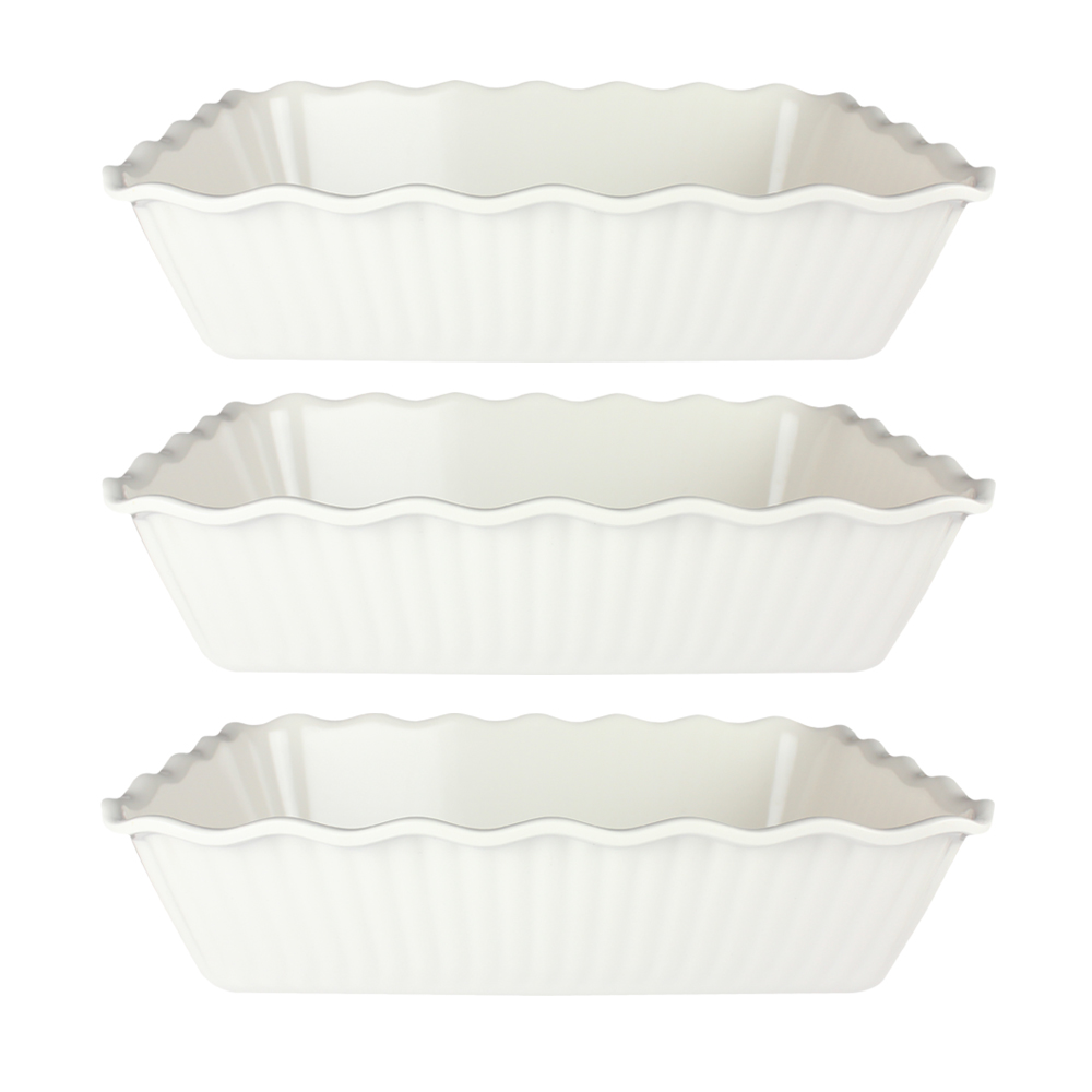 Melawares Ivory 3 Piece 13 inch Melamine Rectangular Server Set