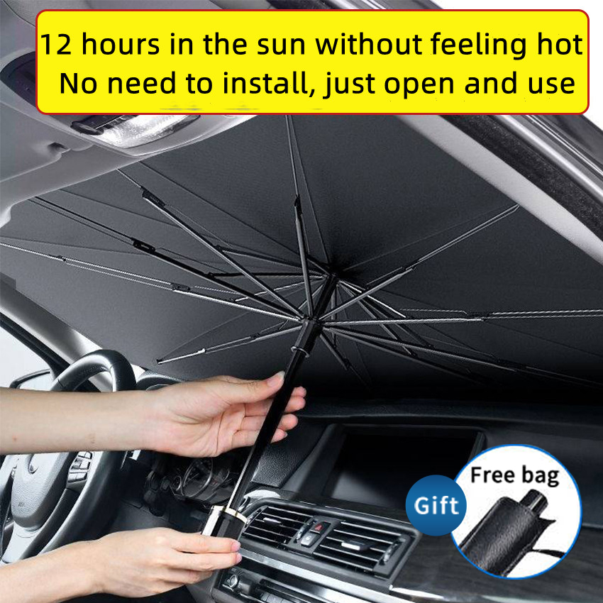 Car Sun Shade Foldable Car Sunshade Umbrella Front and Rear Windshield ...