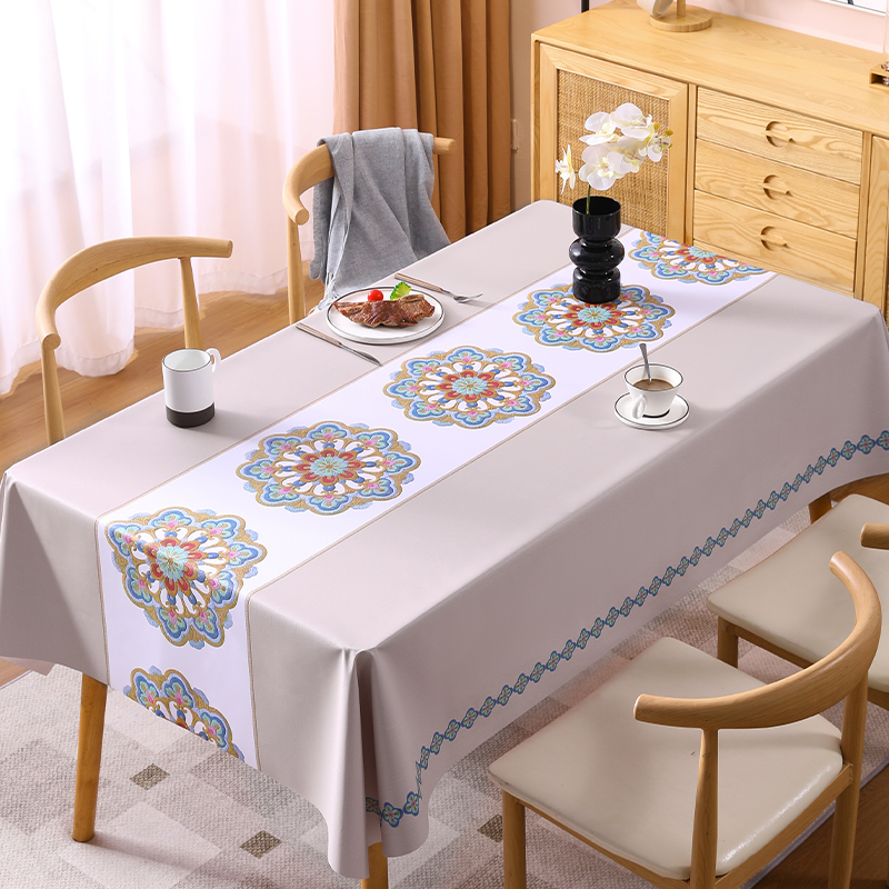 PVC Material Tablecloth Waterproof Poum and Anti -Spot Capted Plastic ...