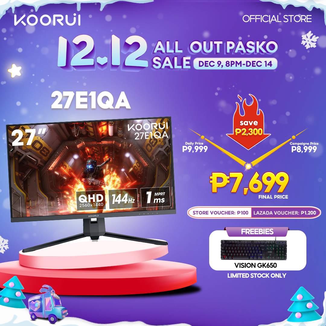 KOORUI 27E1QA (powered by HKC) 27" QHD Gaming Monitor 144 Hz, VA, 1ms ...