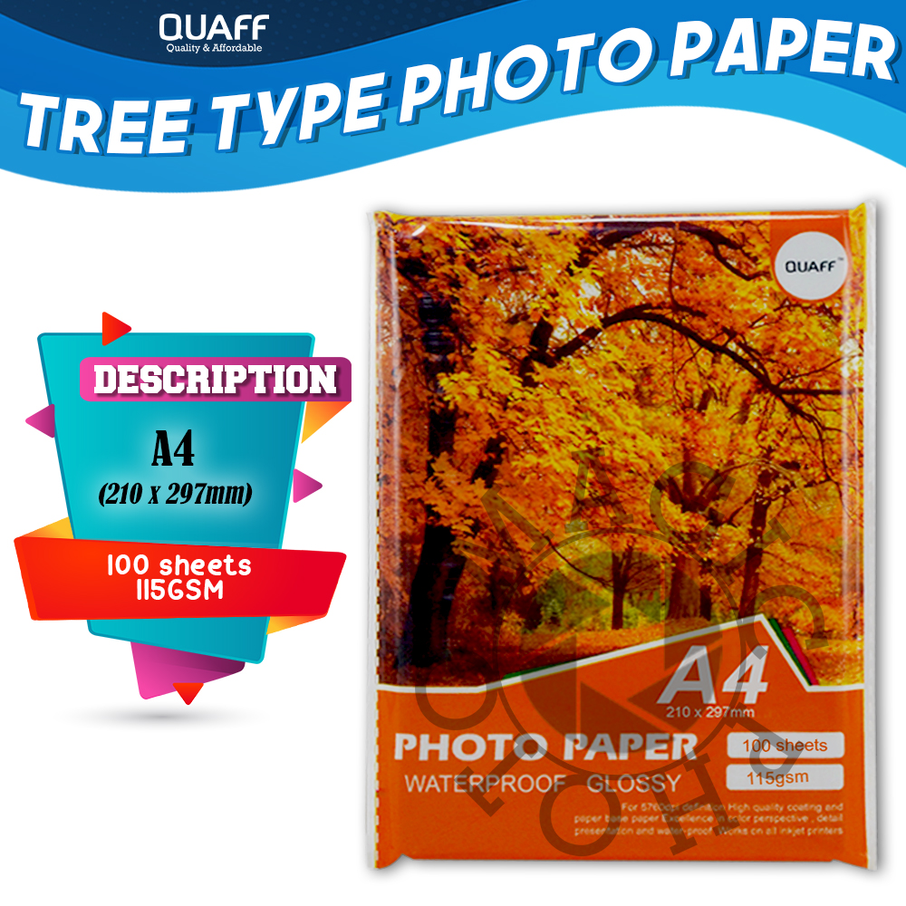 MP00 115gsm QUAFF Inkjet Photo Paper Glossy Photo Paper A4 Size (100 ...