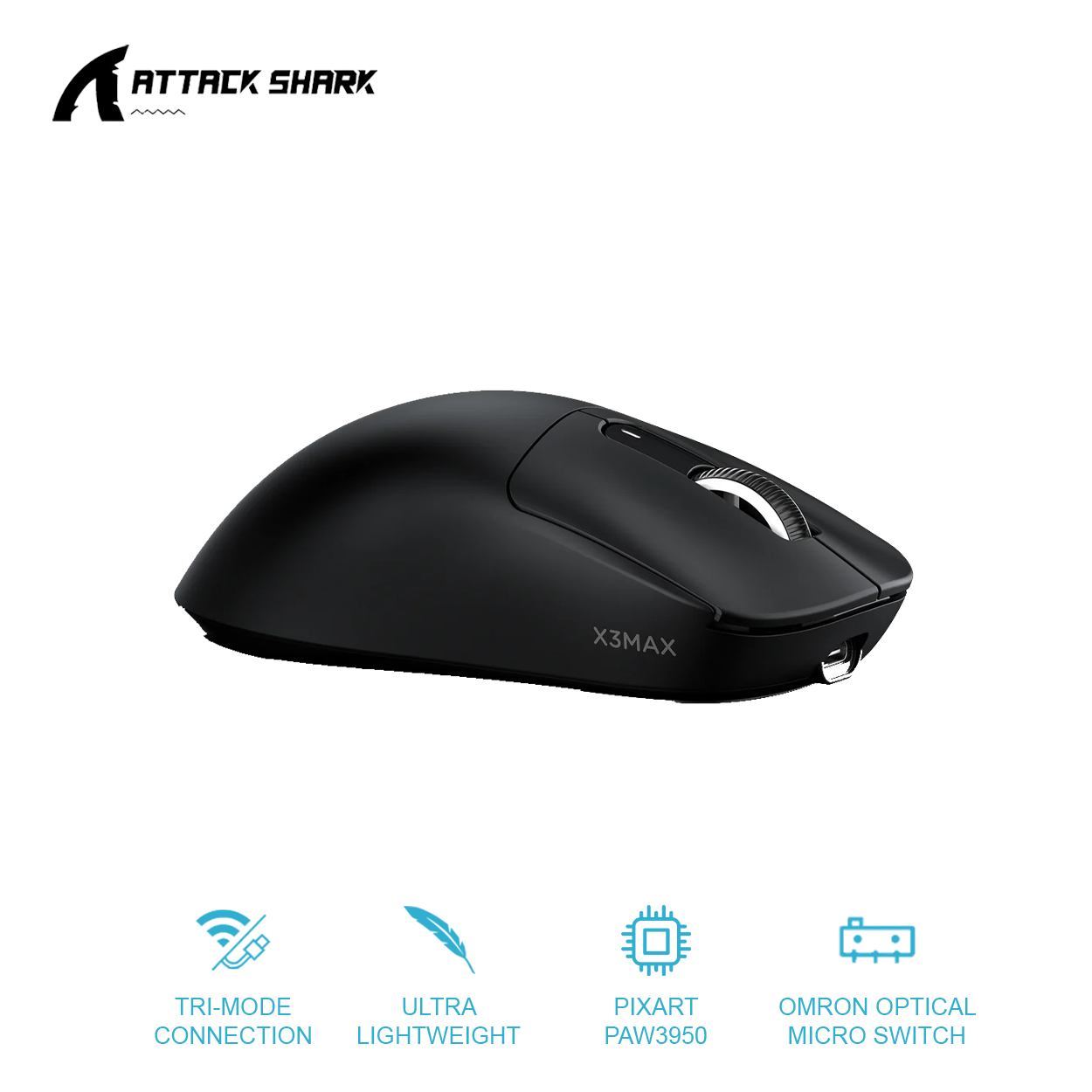 Attack Shark X3 MAX Wireless Gaming Mouse Lightweight Tri-Mode 2.4G USB ...