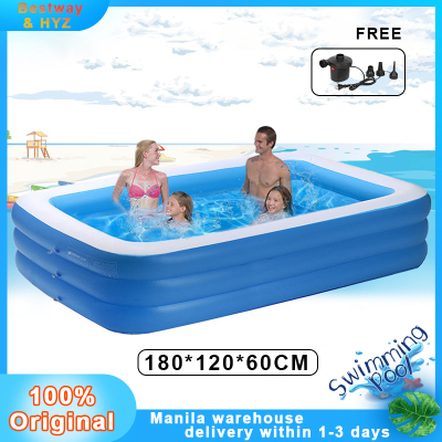 Inflatable Swimming Pool 3-layer Thickened Rectangular PVC Inflatable ...