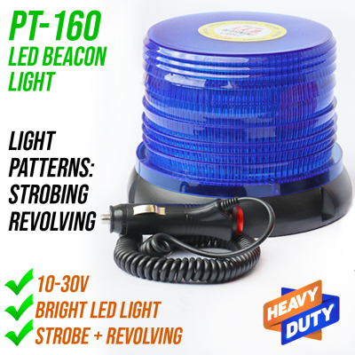 Pentagon PT-160 Big BLUE Beacon Light LED Strobe Revolving 10-30V