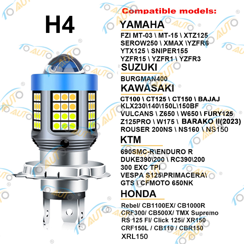 1PCS 360° Projector T19/H4/BA20D Motorcycle Led Headlight 25w Mini Driving Light Spot Lights Hi ...