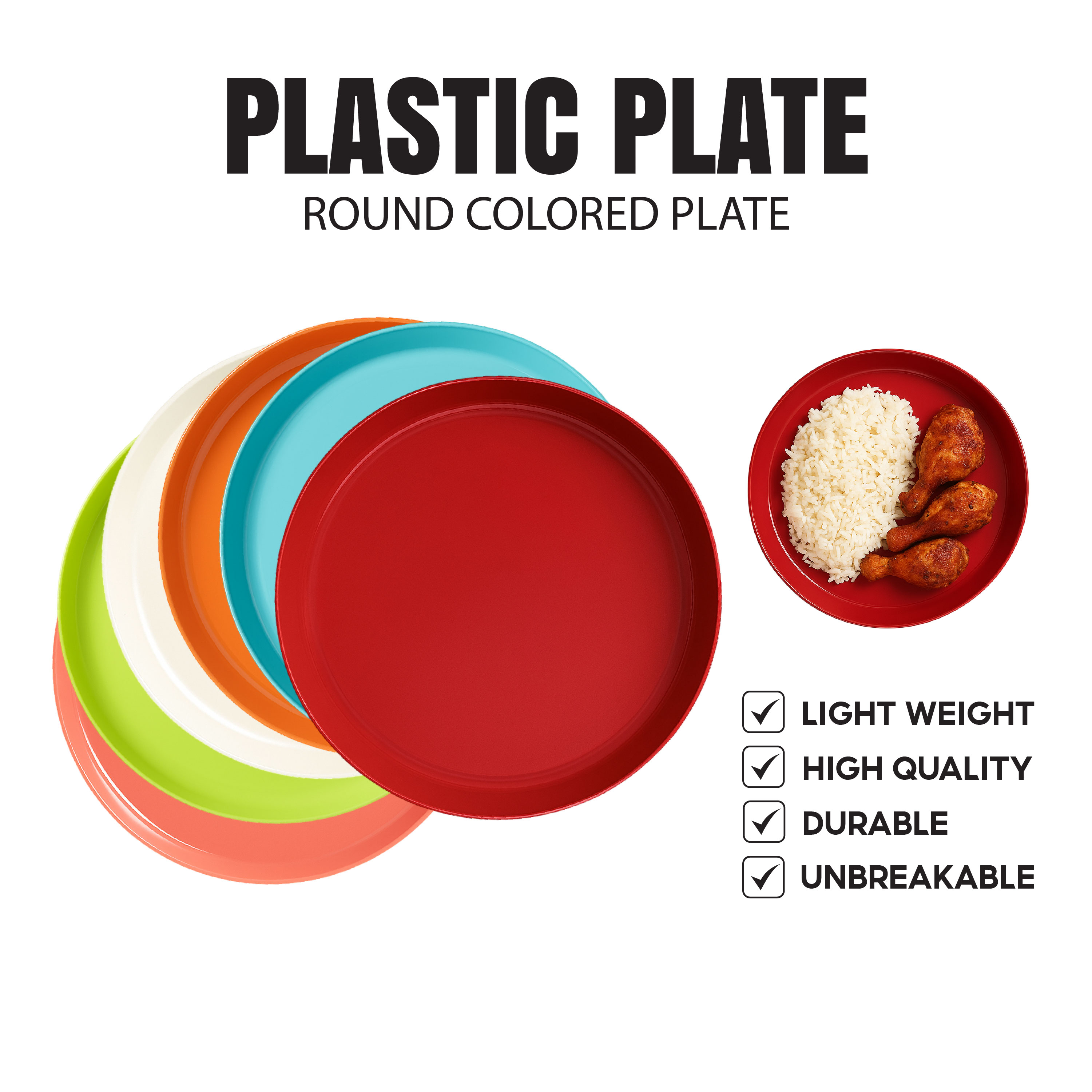 Product Round Plate, Unbreakable smooth finish Plate, Lightweight and ...