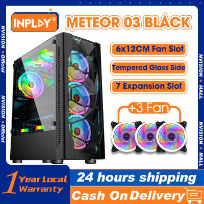 INPLAY Pc Case with Fans Computer Gaming Desktop Matx Table Tempered ...