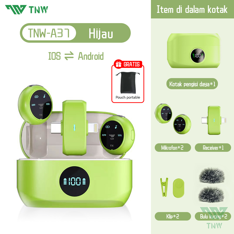 TNW A37 Dual Wireless Lavalier Microphone Noise Reduction Magnetic Mini ...