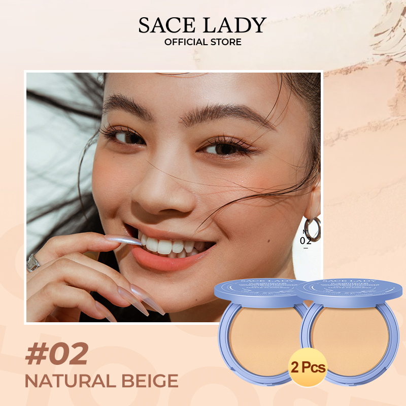 SACE LADY 2Pcs Pressed Powder Oil Control Makeup Matte Setting Powder ...