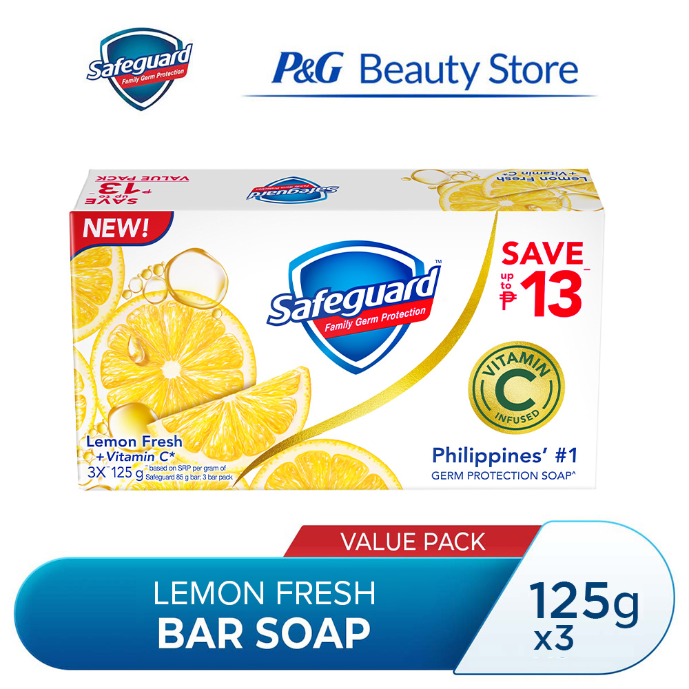 Safeguard Antibacterial Soap Bar (Pure White, Lemon Fresh with Vitamin ...