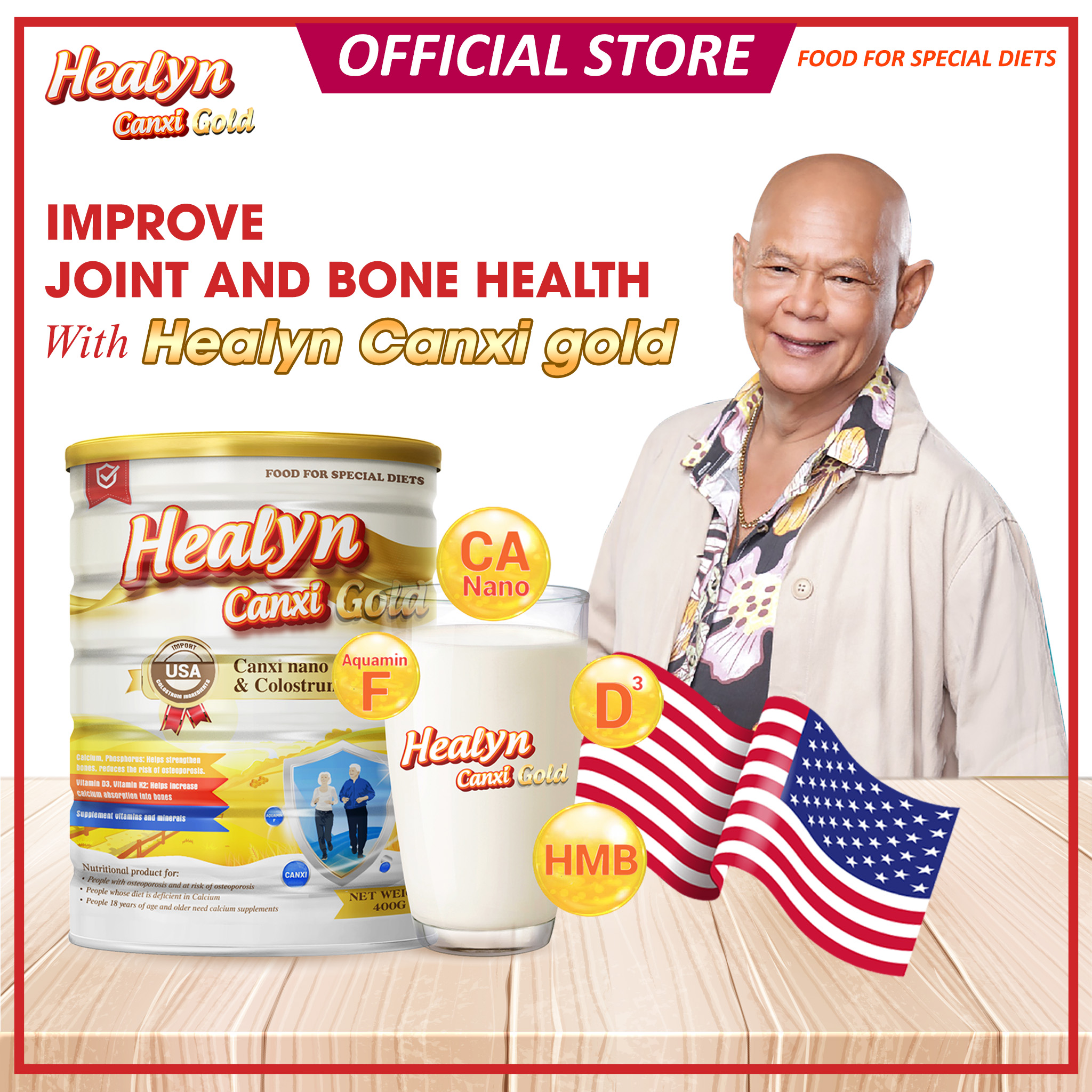 Healyn Canxi Gold 400g colostrum prevents osteoporosis and supplements ...