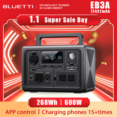 BLUETTI EB3A 268Wh/600W 72432mAH (Inverter power 1200W) LiFePO4 Battery ...