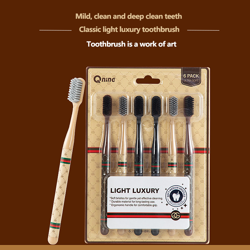 6PCS Toothbrush Set for adult Premium Soft Bristle Toothbrushes Family ...