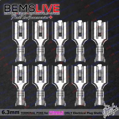 6.3mm 10pcs FEMALE ONLY Terminal Pin for FEMALE ONLY Electrical Wire ...