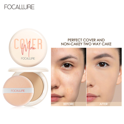 FOCALLURE Waterproof Powder Compact Perfect Cover Oil Control Matte Dry ...